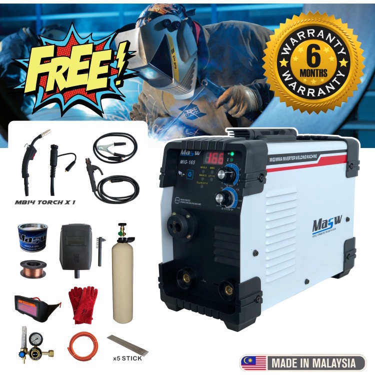 MASW MIG 165 4 in 1 WELDING MACHINE with CO2 GAS | Shopee Malaysia