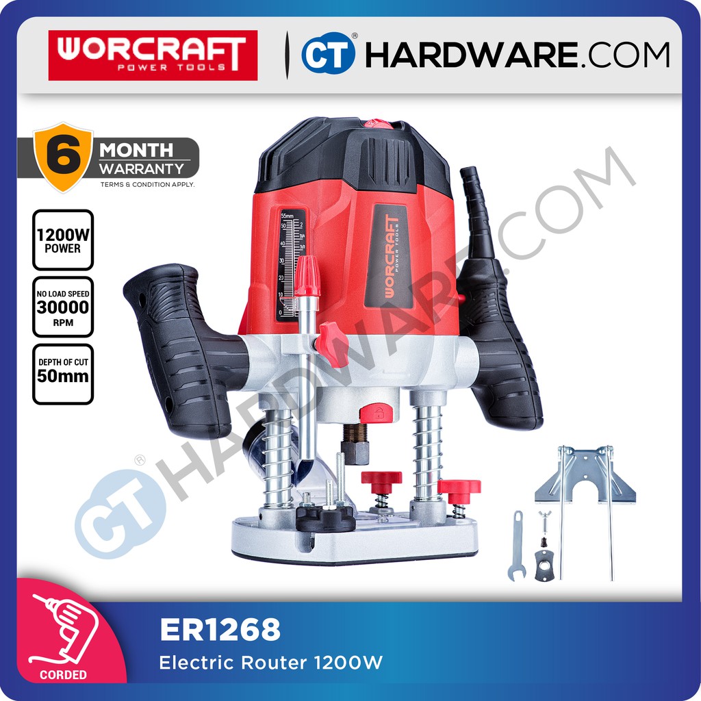 Worcraft ER1268 Router 1200W 11000-30000/Min, 6mm and 8mm collet ...