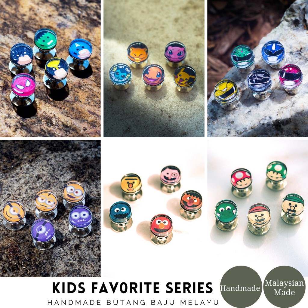 Handmade Butang Baju Melayu - Budak Ros Marvel, Sesame Street Cartoon ...