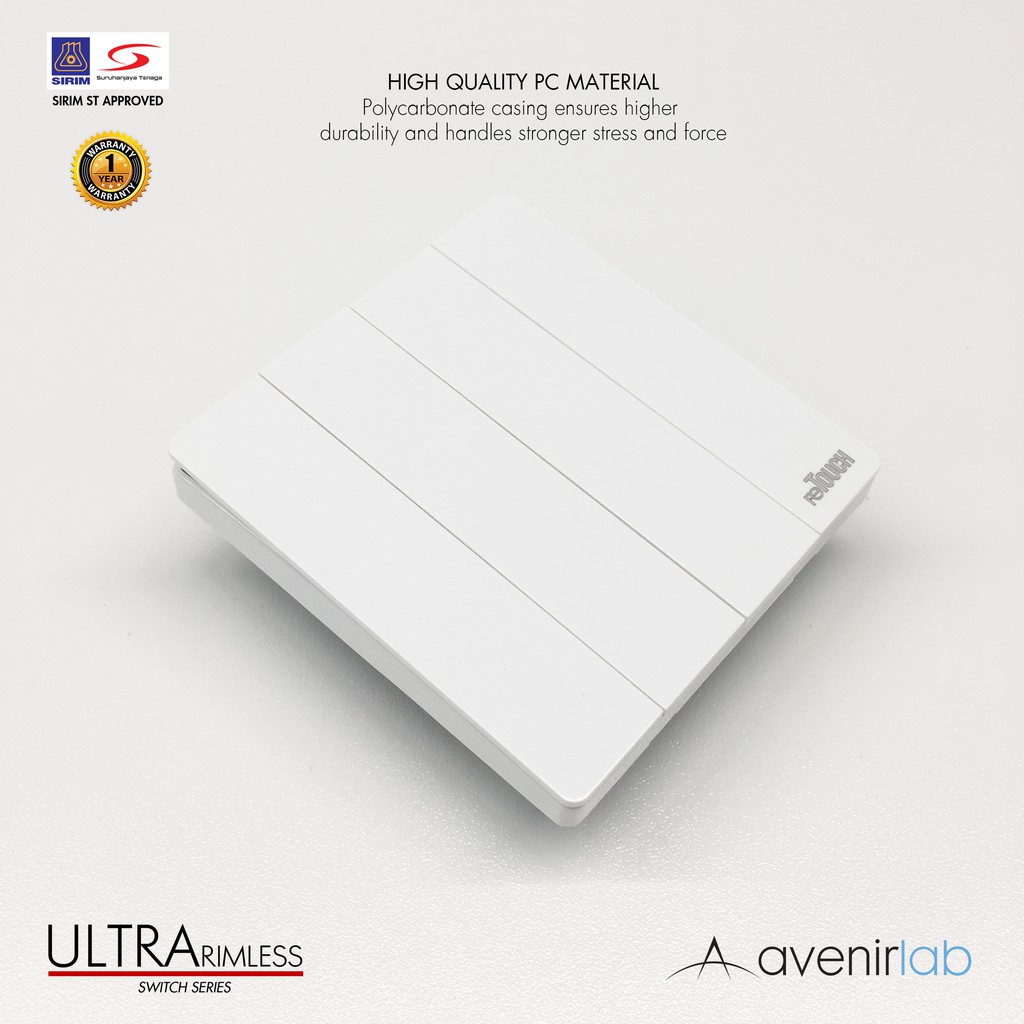 [WHITE] reTouch Ultra Rimless Switch 1/2/3/4 Gang 1/2Way Wall Switch ...