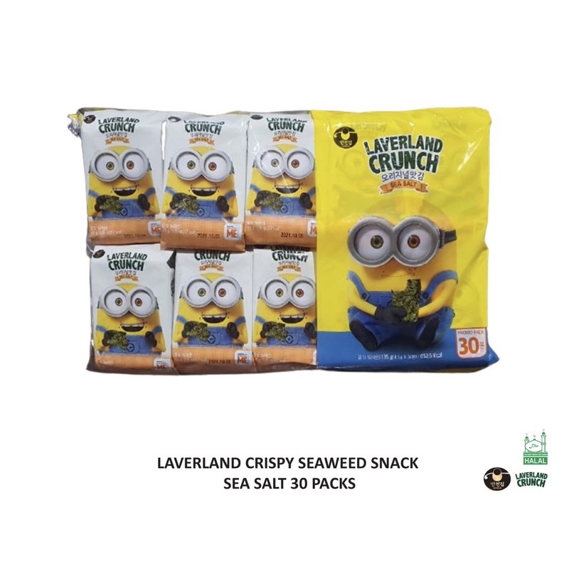 Manjun Laverland Crispy Seaweed Snack Sea Salt Minions (4.5g x 30 Packs ...