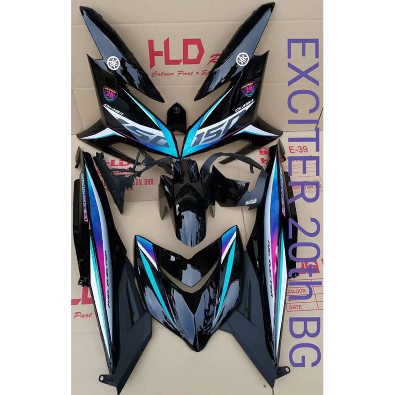 COVERSET Cover Set Y15 Y15Z Y15ZR V1 EXCITER ANNIVERSARY BLACK / SILVER ...