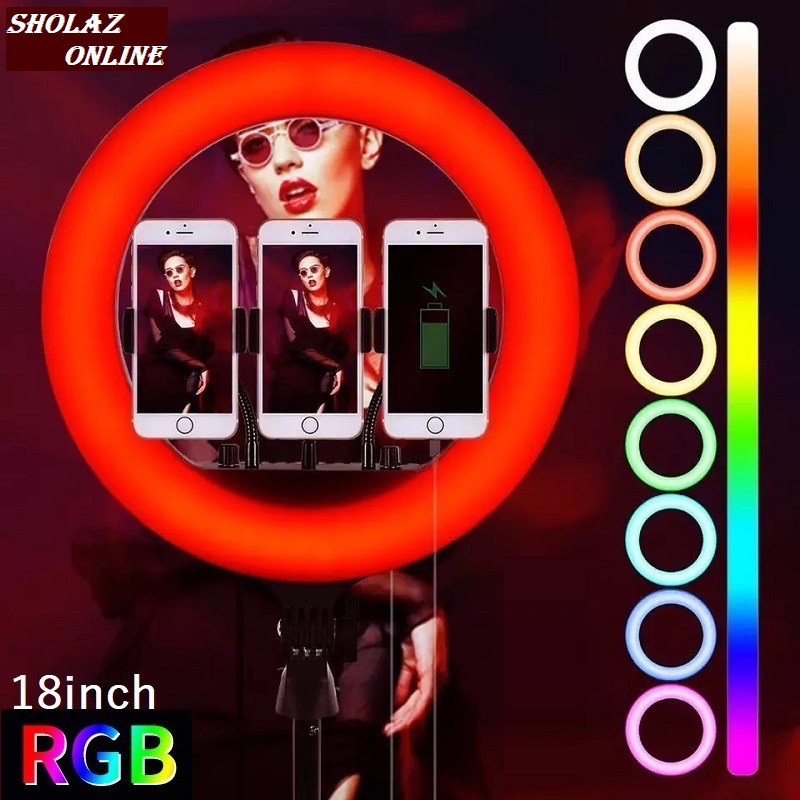 RGB LED Ring Light 18inch 45cm With 3pcs Phone Clip Colorful ...