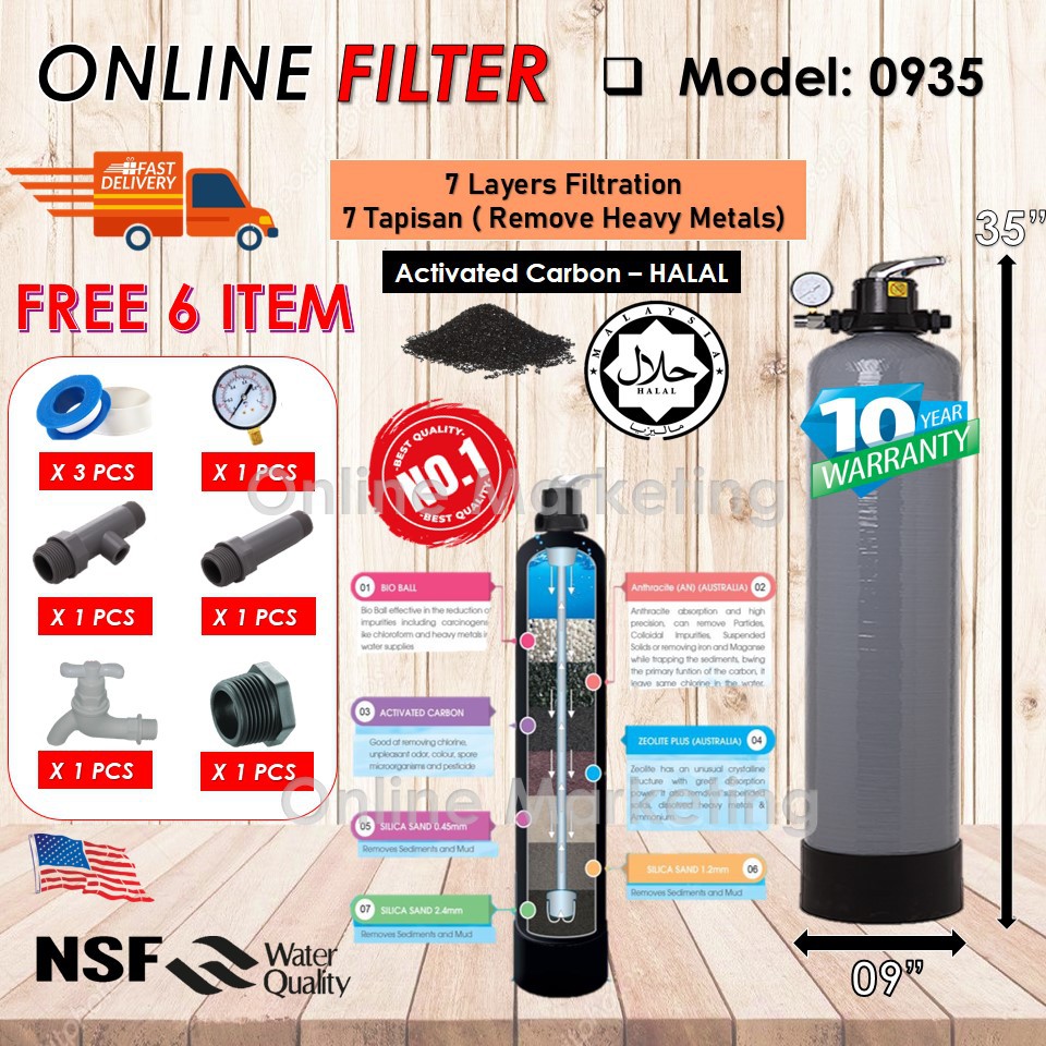Waterman Sand Outdoor water Filter 09" x35" FRP / Penapis Air Bersih ...