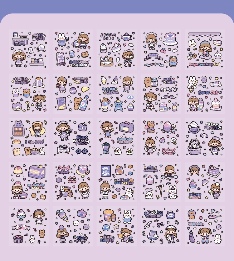 PINEDOT 200 Pieces Cute Ruan Ruan Cafe Waterproof Stickers Set Box ...