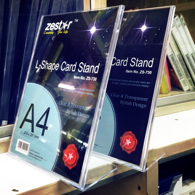 A4 L Shape Card Stand / Acrylic Display Stand L Shape (210mm x 297mm ...