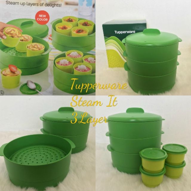 Tupperware Steam it 3 tier tupperware green | Shopee Malaysia