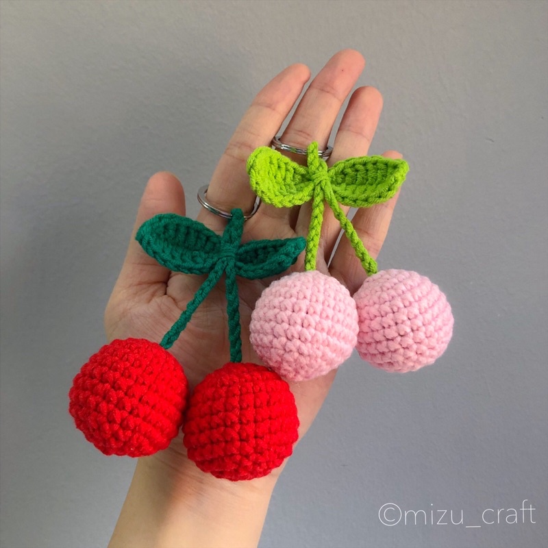 Handmade Crochet Amigurumi Jumbo Cherry Keychain | Shopee Malaysia