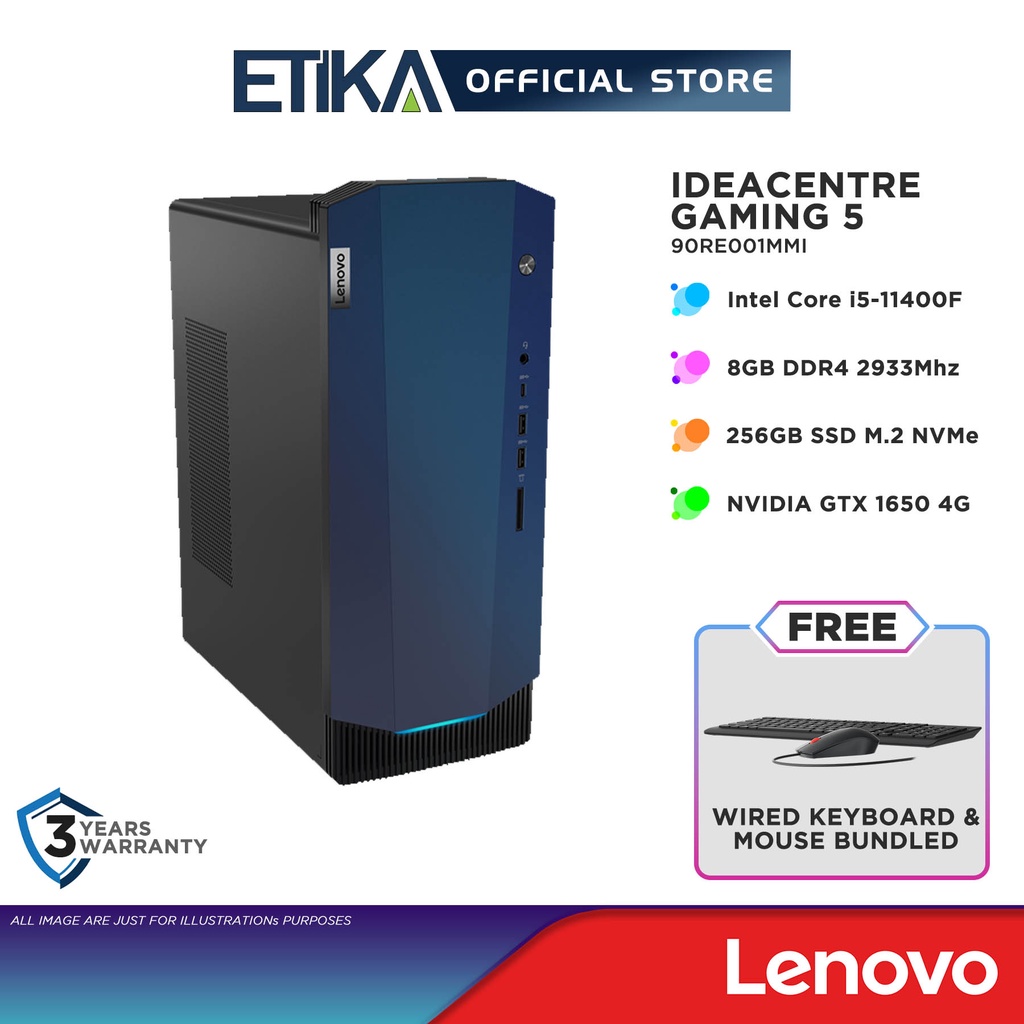 Lenovo IC G5 90RE001MMI Desktop PC | Intel i5-11400F, 8GB, 256GB, GTX1650, W11 | IdeaCentre ...