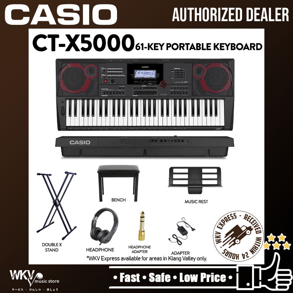 Casio CT-X5000 61-Key Portable Keyboard Package with Headphone, Double ...