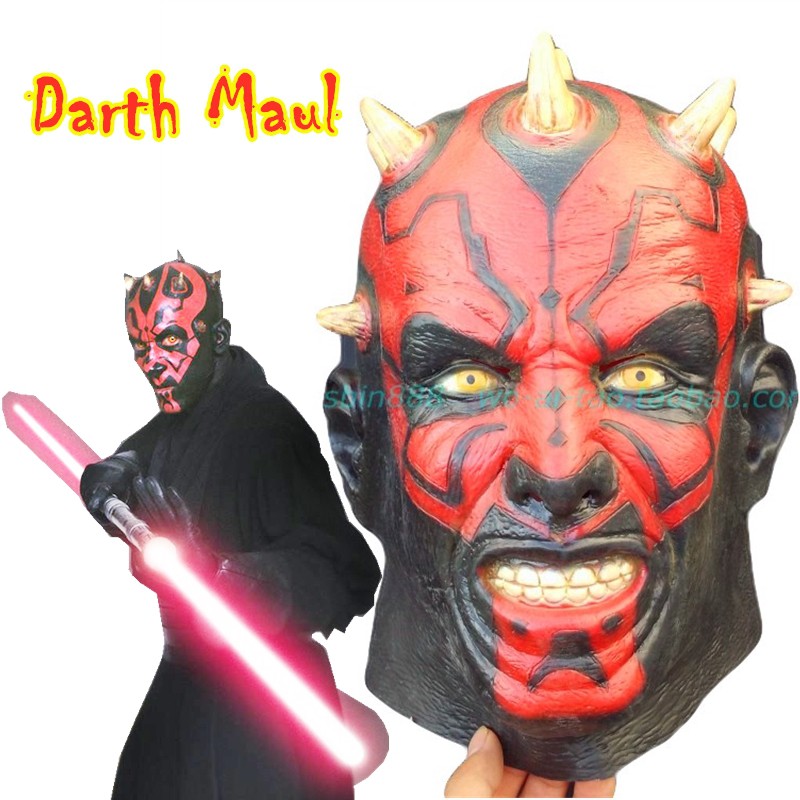 Darth Maul Latex Mask Star War Headgear Darth Sidious Sheev Palpatine Head Cover Halloween ...