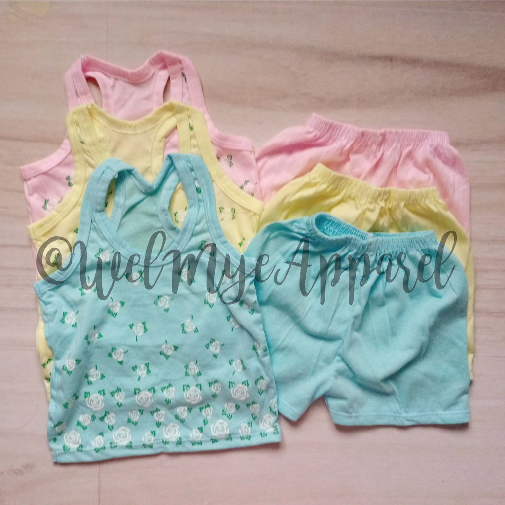 Sando Short Terno Colored Flower Design for Kids, Girls 1-12 months old ...