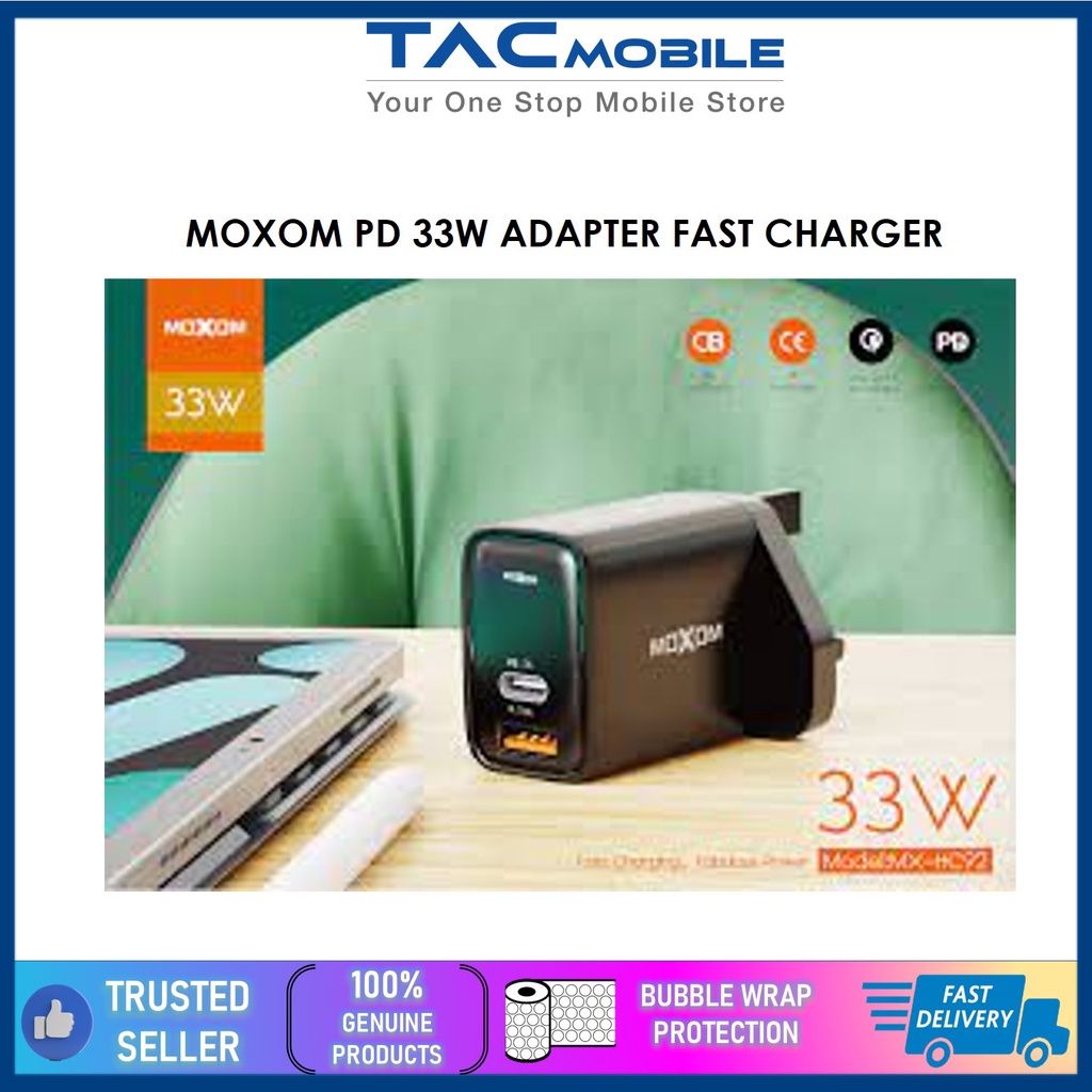 ADAPTER MOXOM 33W PD FAST CHARGER | Shopee Malaysia