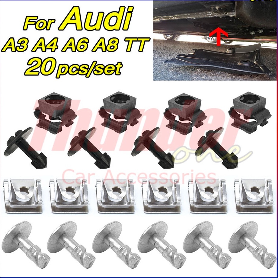 （FT）20pcs Undertray Engine Under Body Cover Fixing Clips Clip Shield Trim Panel Screw For Audi ...