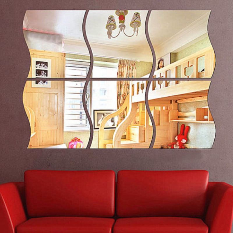 Set 4pcs Mirror Sticker 10cmx11cm Wall Decor Cermin Sticker Petak Kecil ...