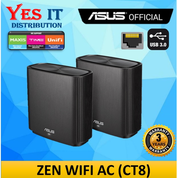 ASUS Mesh Wifi Router ZenWiFi CT8 AC3000 Tri-Band Whole Home Mesh WiFi ...