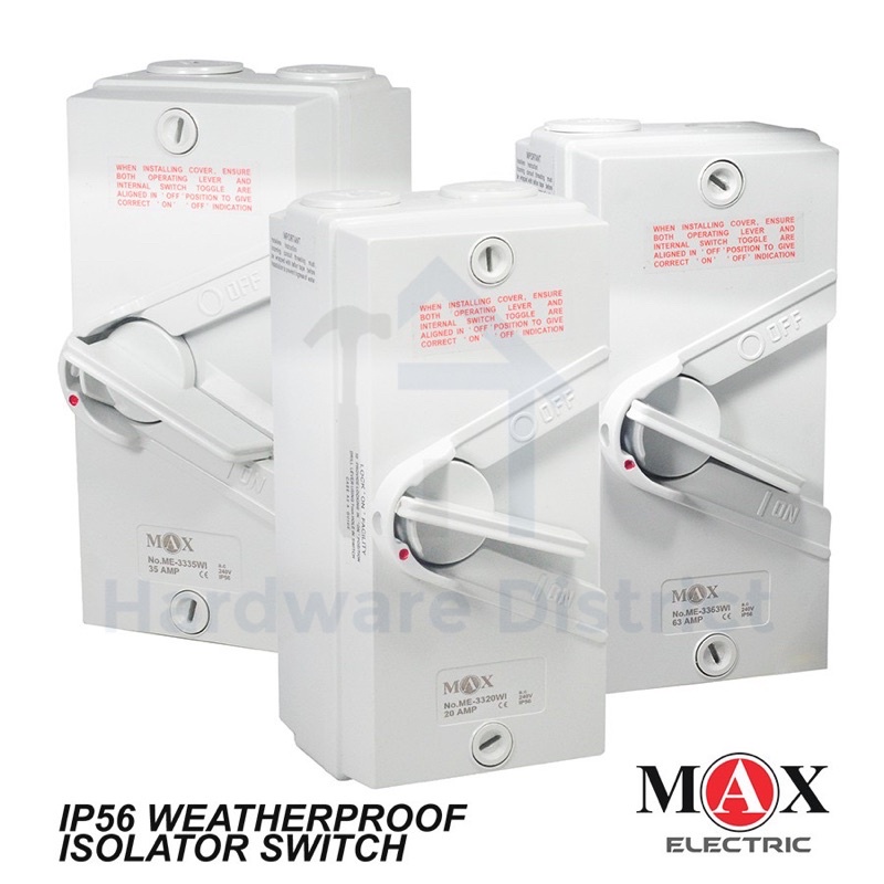 MAX Weatherproof Isolator Switch IP56 3 Pole 20A / 35A / 63A | Good Quality Isolator Switch ...