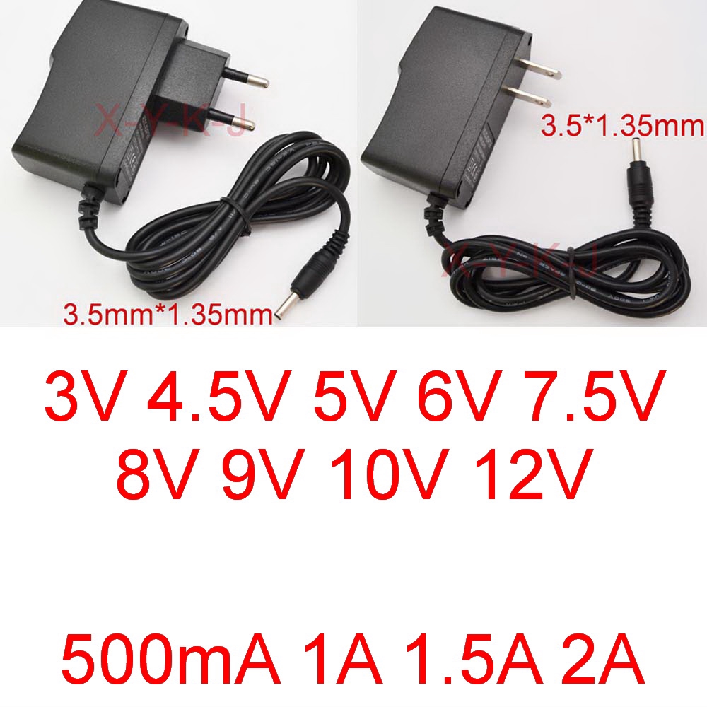 AC adapter DC 3V 4.5V 5V 6V 7.5V 8V 9V 10V 12V 1A 2A 1000mA Switching power supply 3.5mm x 1 ...