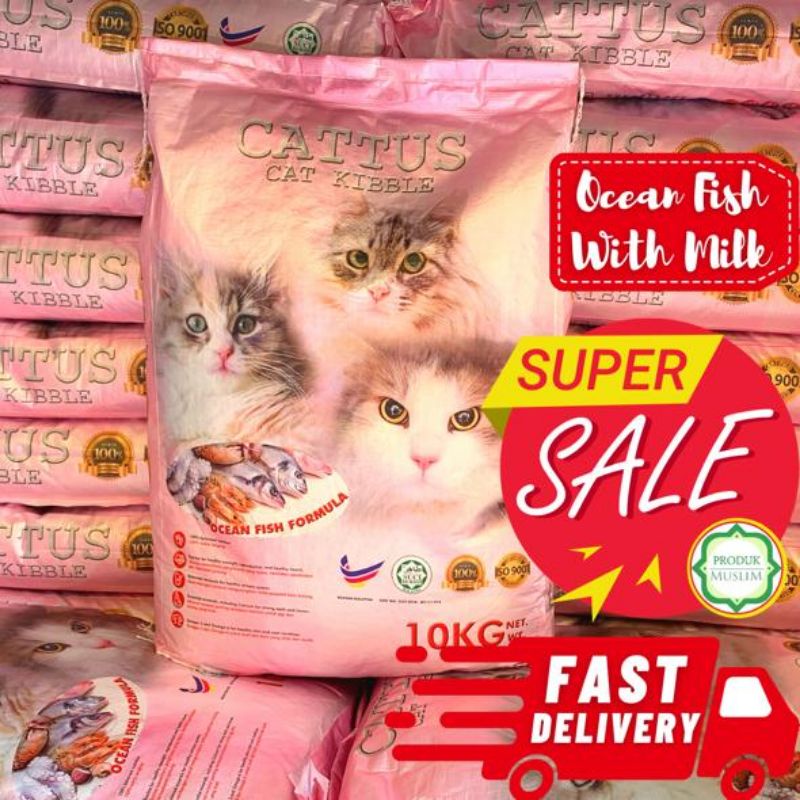 CATTUS Cat Food (Premium) Makanan Kucing CATTUS 10kg With Milk | Shopee ...