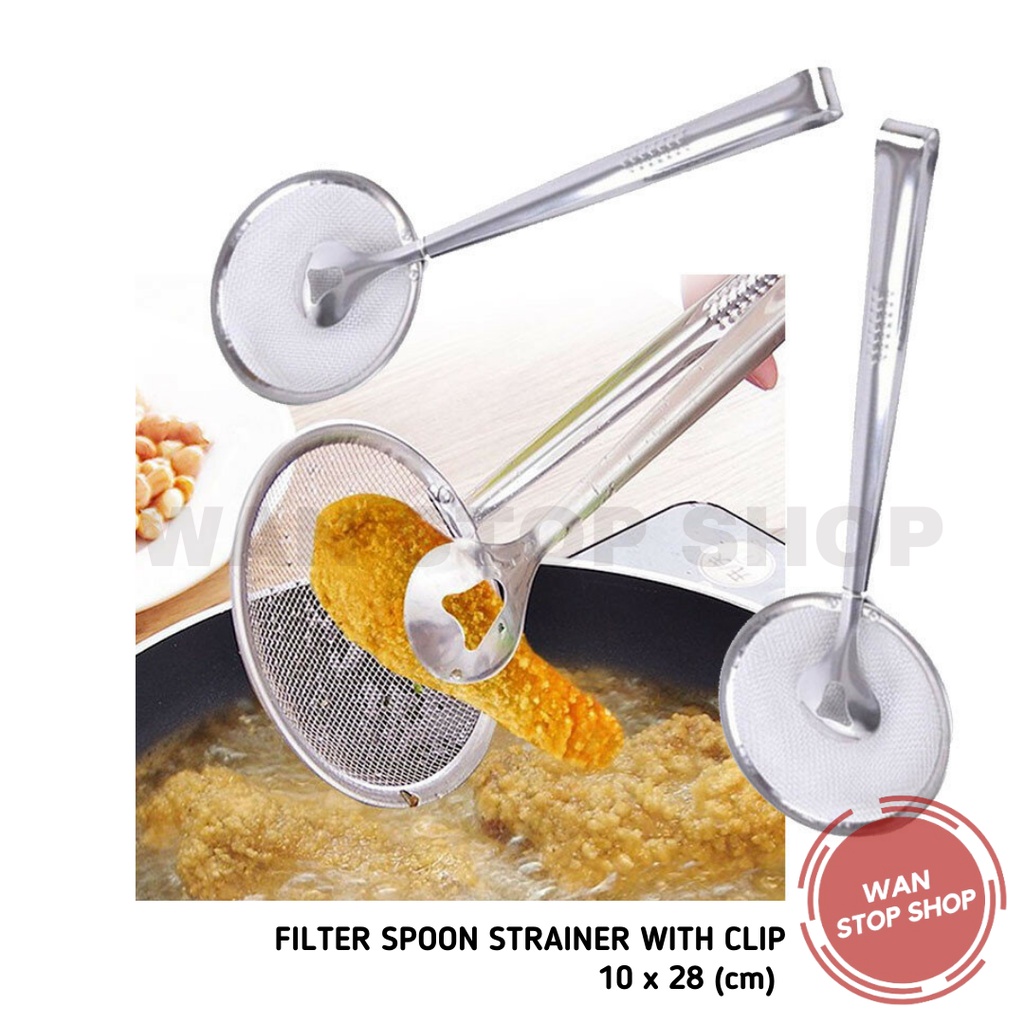 Strainer Filter Spoon With Clip Food Kitchen Oil-Frying BBQ Filter ...