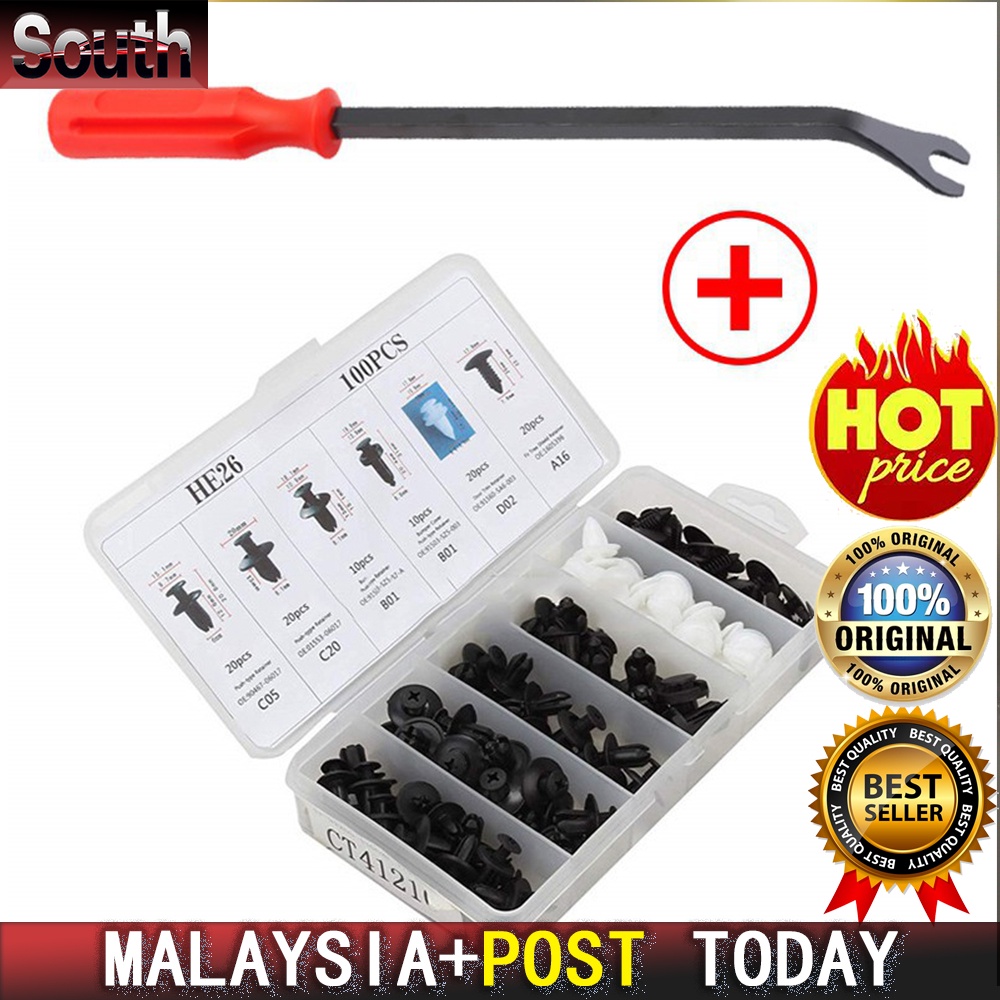 100pcs Clip Trim Kit Car Push Pin Rivet Bumper Door Panel Retainer ...