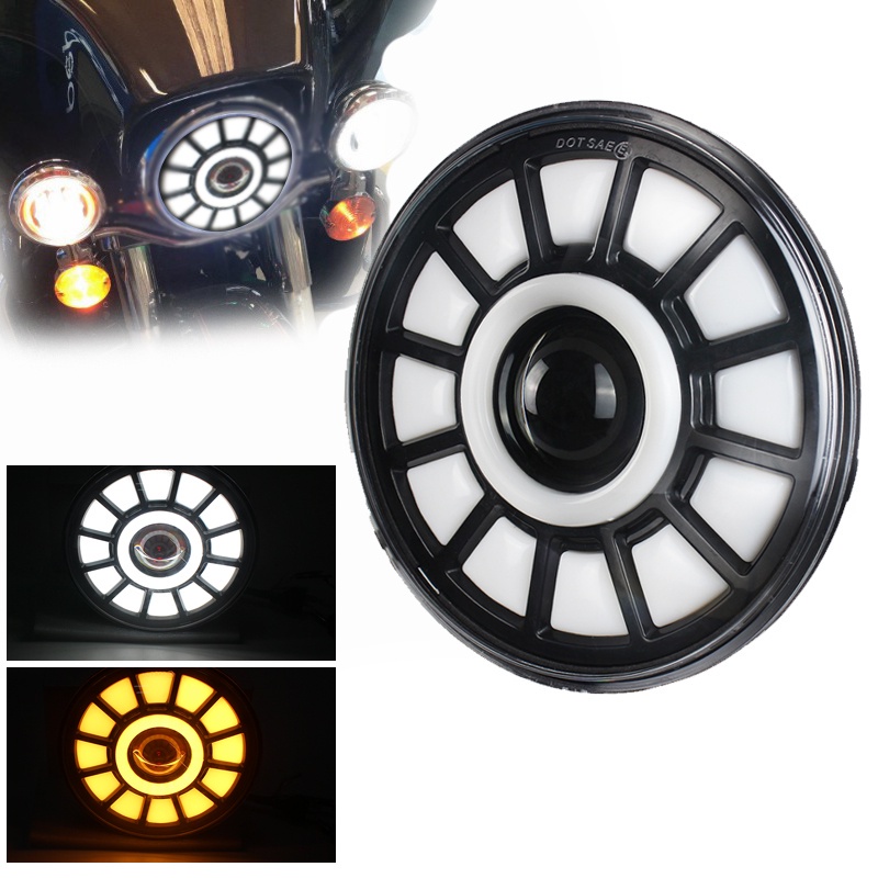 7” Round LED Projection Headlight For Harley Touring Rod FatBoy ...