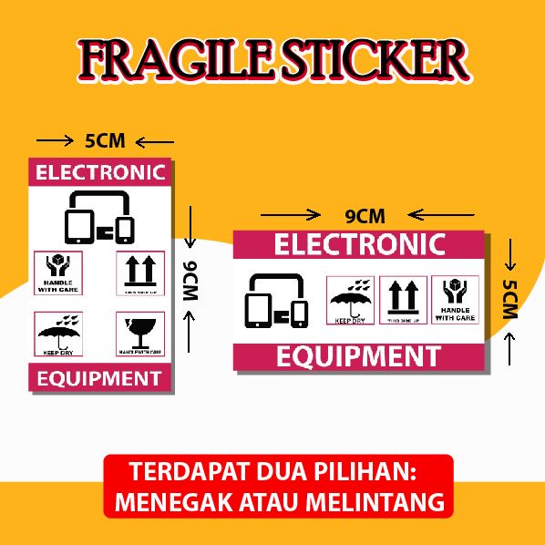 🔥READYSTOCK 🔥 [BUY 10 + 1 ] 🔥READY STOCK🔥 STICKER FRAGILE ELEKTRONIK 10PCS / ELECTRONIC FRAGILE ...