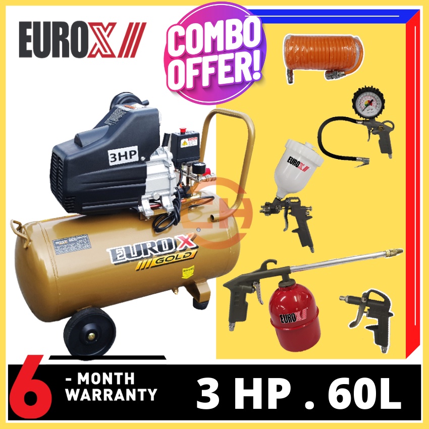 EUROX EUROPOWER EAX3060 AIR COMPRESSOR 3.0HP 60Litre 60l Special Combo Set | Shopee Malaysia