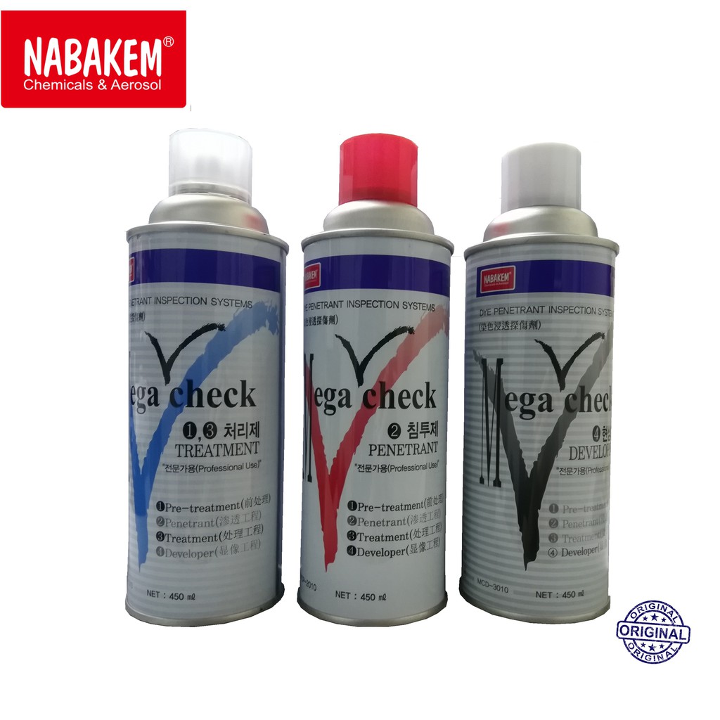 [ORIGINAL] NABAKEM Mega Check [Treatment, Penetrant, Developer] 450mL ...