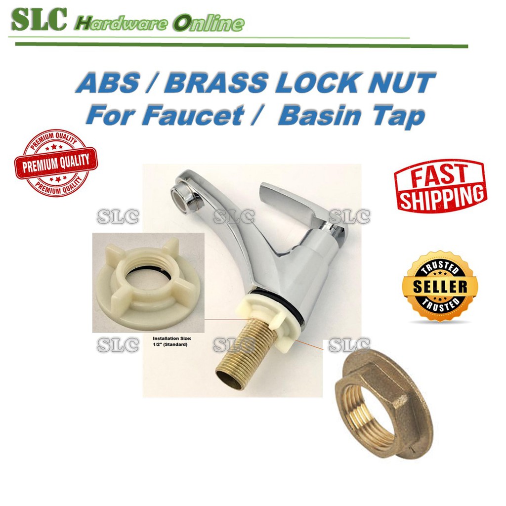 ABS / BRASS Lock Nut set for Basin Pillar Tap Faucet c/w Rubber Washer ...
