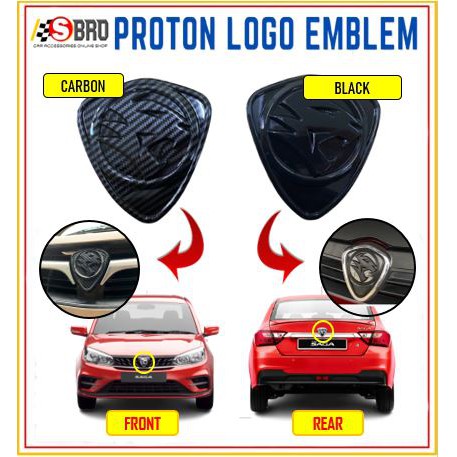 PROTON Logo Badge 3D Carbon / Glossy Emblem PREVE IRIZ WAJA SAGA ...