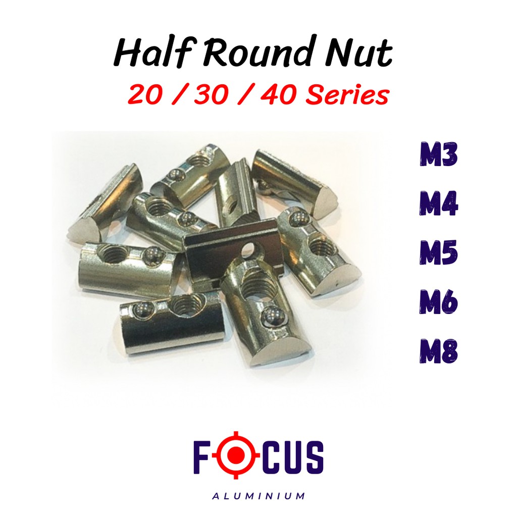 Half Round Elastic Spring Profile Slot Nut M3 M4 M5 M6 M8 For Aluminium ...