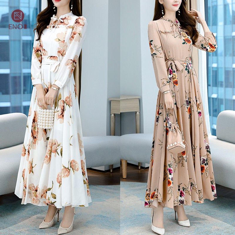 ENO Women Long Dress Labuh Floral Dress Plus Size Muslim Fashion Beach ...