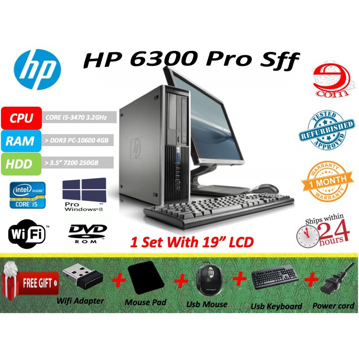 DESKTOP HP Compaq 6300 Pro Sff Intel core i5-3470 3.2GHz 3rd-Gen /4GB ...