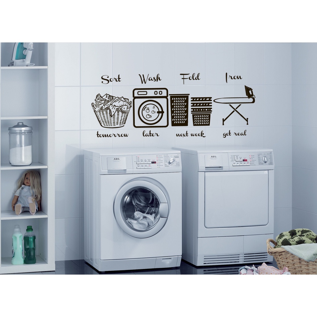 Vinyl Wall Stickers Laundry Room Washing Machine Door Decorative Decal ...