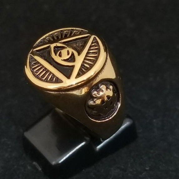 Men's Boys Biker Stainless Steel Gold Plated The All Seeing Eye ...