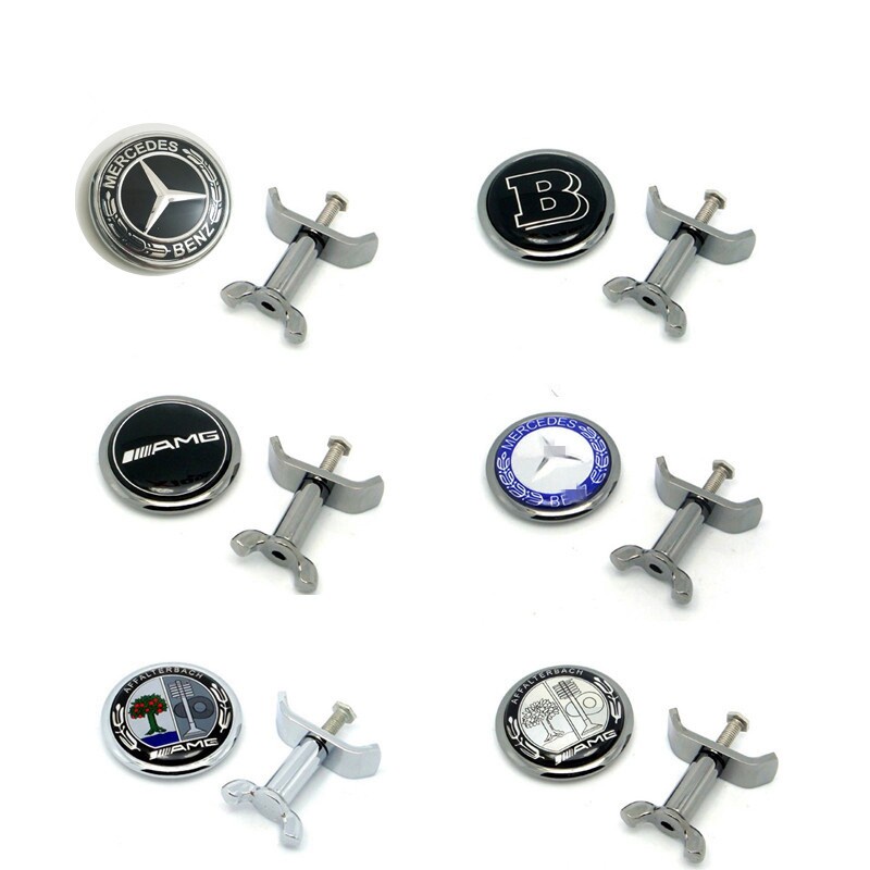 45mm metal Car Hood bonnet logo for Mercedes Benz Vertical stand emblem ...