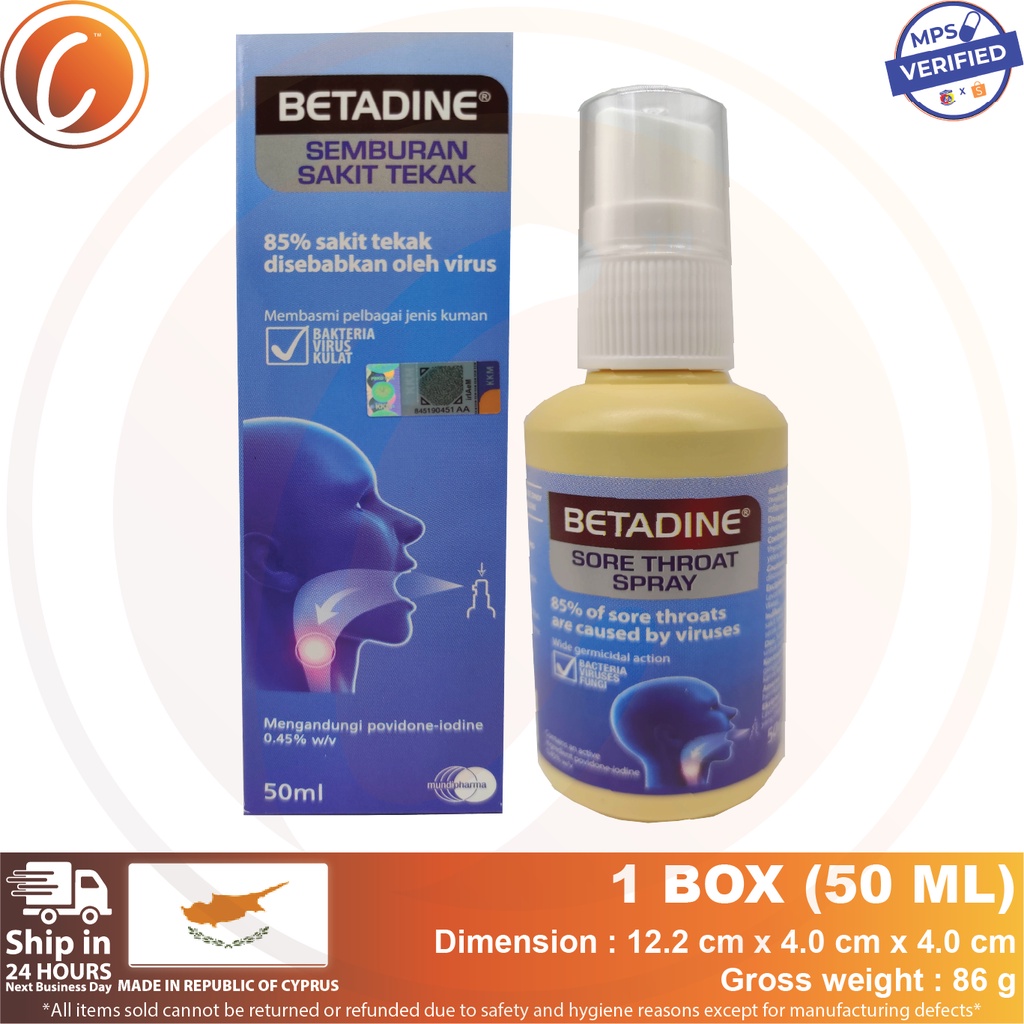 MUNDIPHARMA Betadine Sore Throat Spray Mouth Gargle 50/240ML | Shopee Malaysia