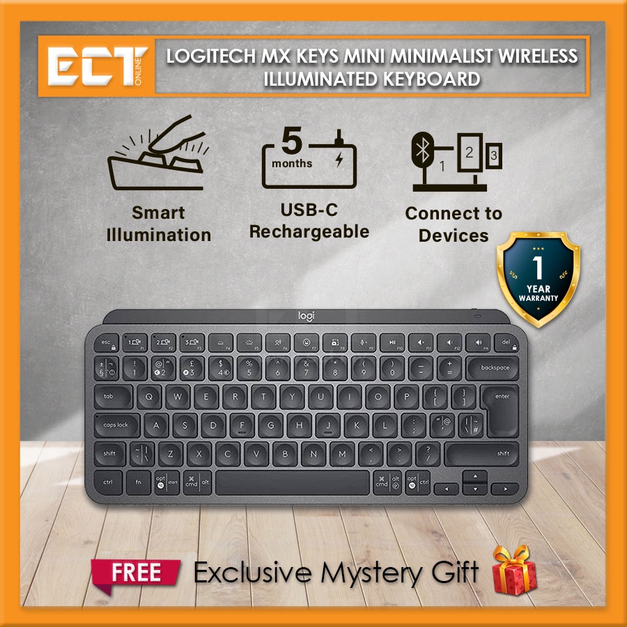 Logitech MX Keys Mini Minimalist Wireless Illuminated Keyboard with ...