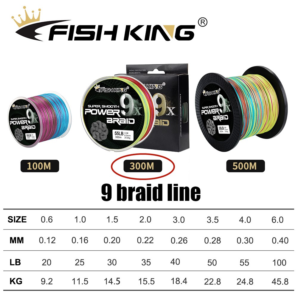 Fishing King 300M 9X Strands Braided Fishing Line Multifilament Pe Line ...