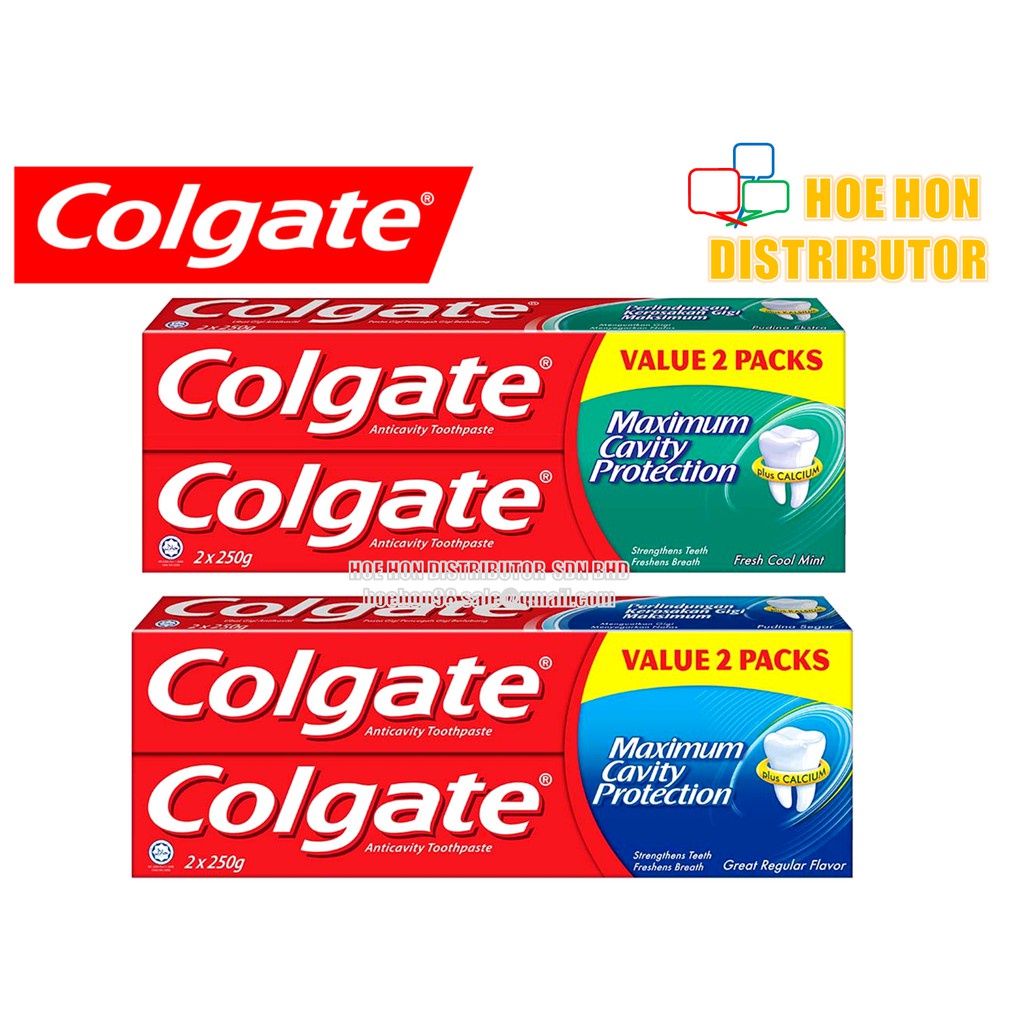 Colgate Toothpaste 250g x 2 Maximum Cavity Protection Regular Fresh ...