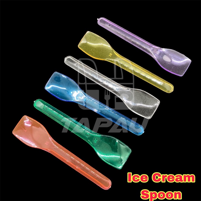 TAPAU - Transparent Dessert /Color Ice Cream Spoon / Sudu Plastik Jelly ...