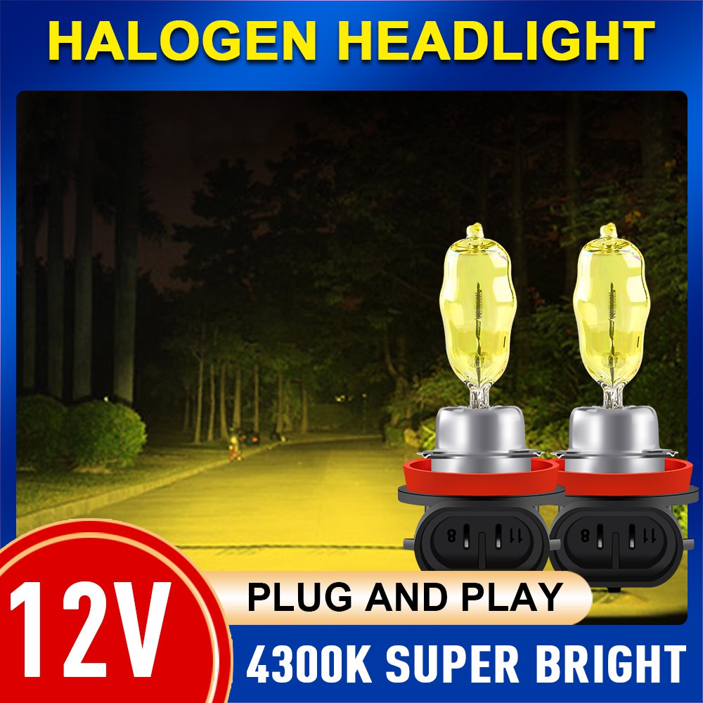 2pcs Yellow Halogen Bulbs H1 H3 H4 H7 H9 H11 9005 9006 Auto Halogen Lamp Fog Lights 100W 12V ...
