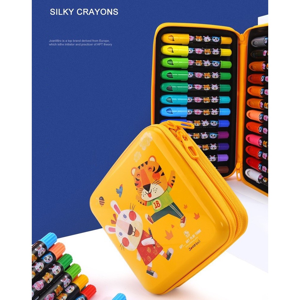 Joan Miro Silky Crayons [12 Colors] Zipper Hard Box Casing Educational ...