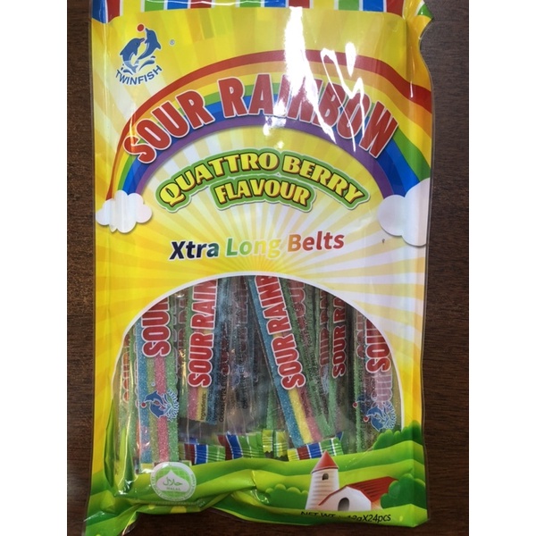 SOUR RAINBOW QUATTRO BERRU FLAVOR TWINFISH BRAND XTRA LONG BELTS GULA ...