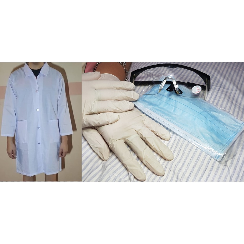 Lab Gown / Laboratory Gown Long Sleeves Set (Lab gown+Lab Goggles ...