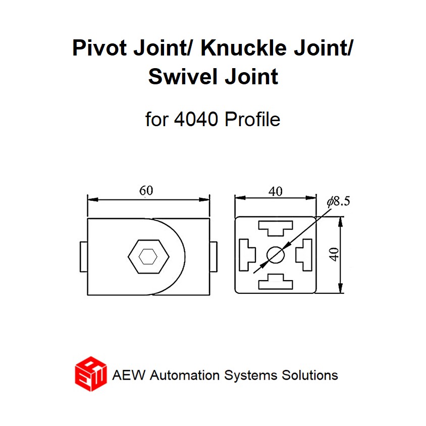 Pivot Joint/ Knuckle Joint/ Swivel Joint for 2020/ 3030/ 4040/ 4545 ...