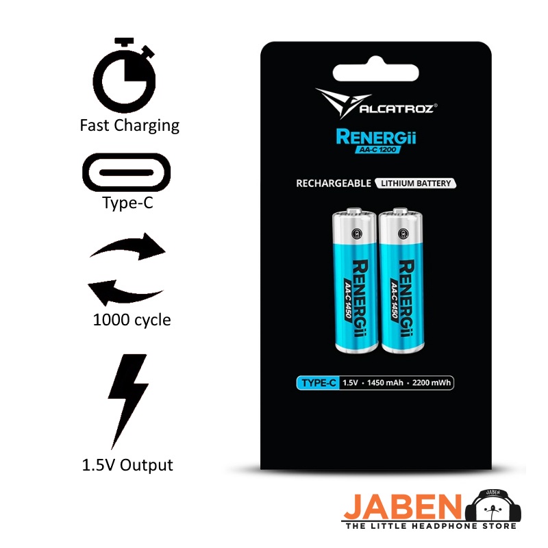 Alcatroz RENERGii 1.5v Output Type-C Lithuim AAA LR3 AA LR6 Rechargable ...