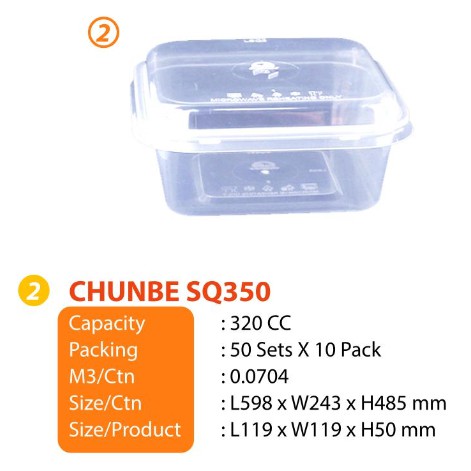 CHUNBE CB WARE SQ350 (10 X 50set)(500set) 350 Square Microwave ...