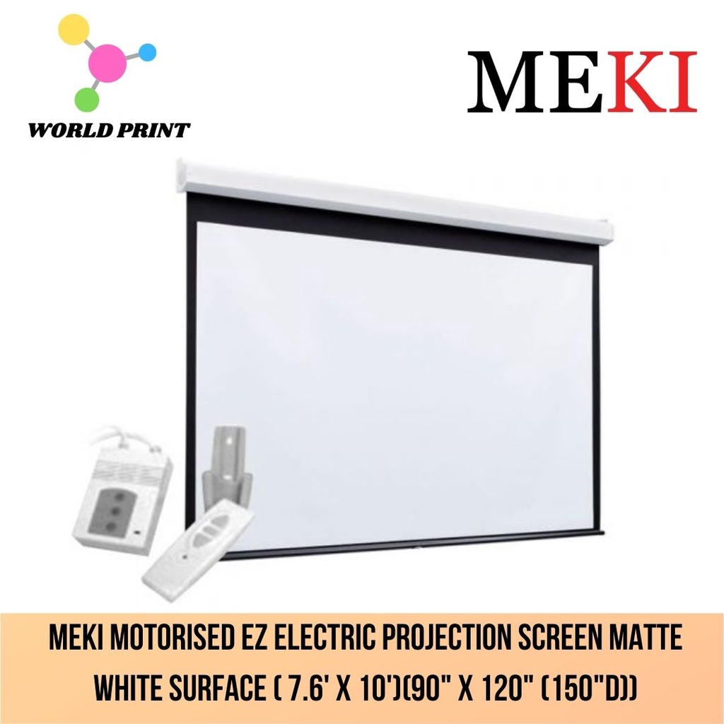 MEKI Motorised EZ Electric Projection Screen Matte White Surface ( 9' x ...